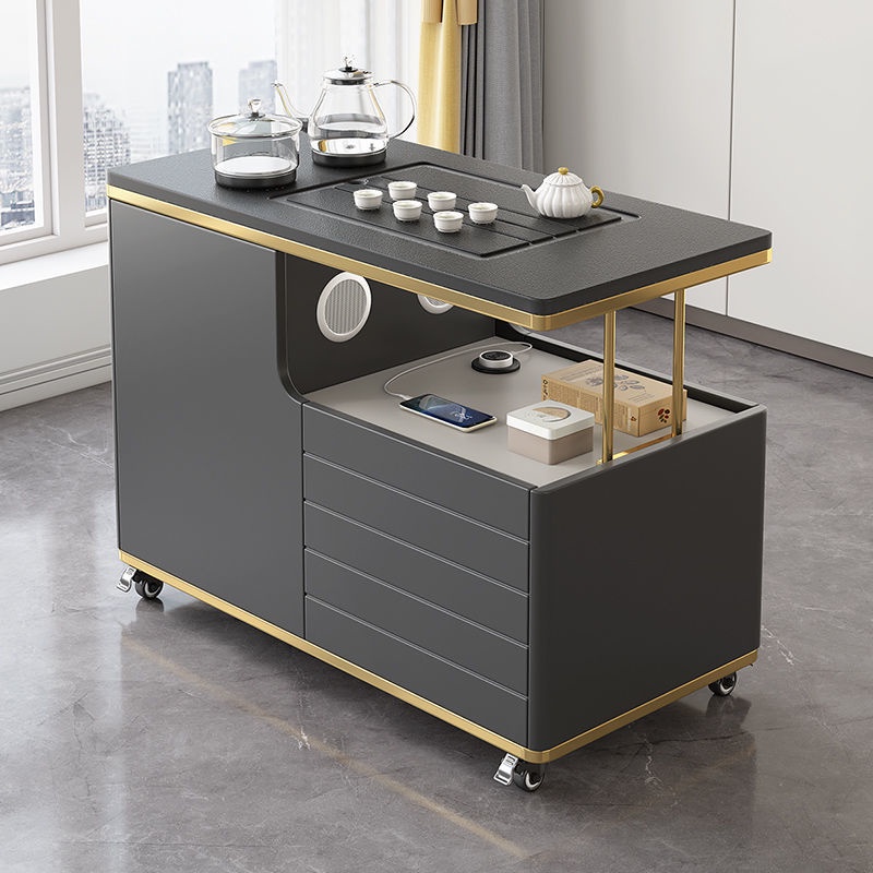 Mobile Tea Table Home Small Apartment Black Stone Tea Kung Fu Coffee ...