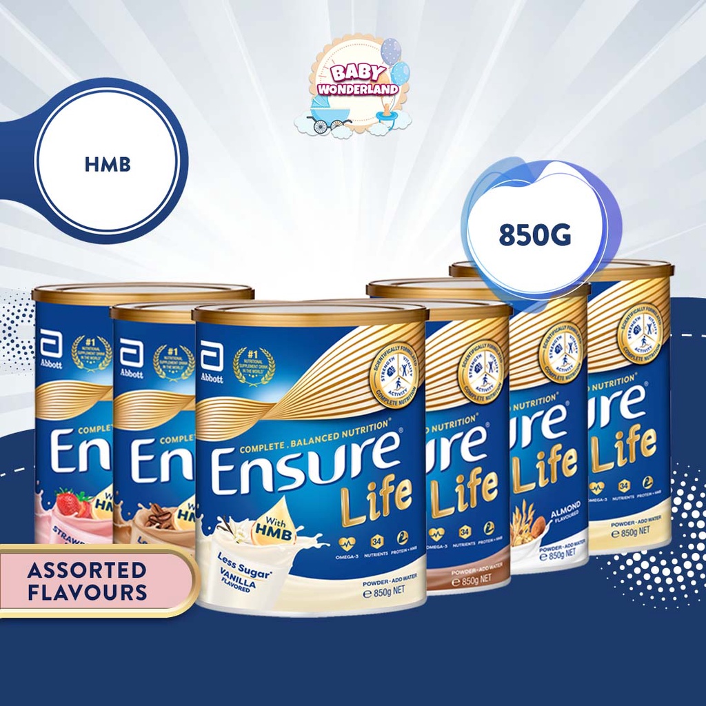 [Single Tin] Abbott Ensure Life With HMB Adult Nutrition 850g - Assorted Flavours | Shopee Singapore