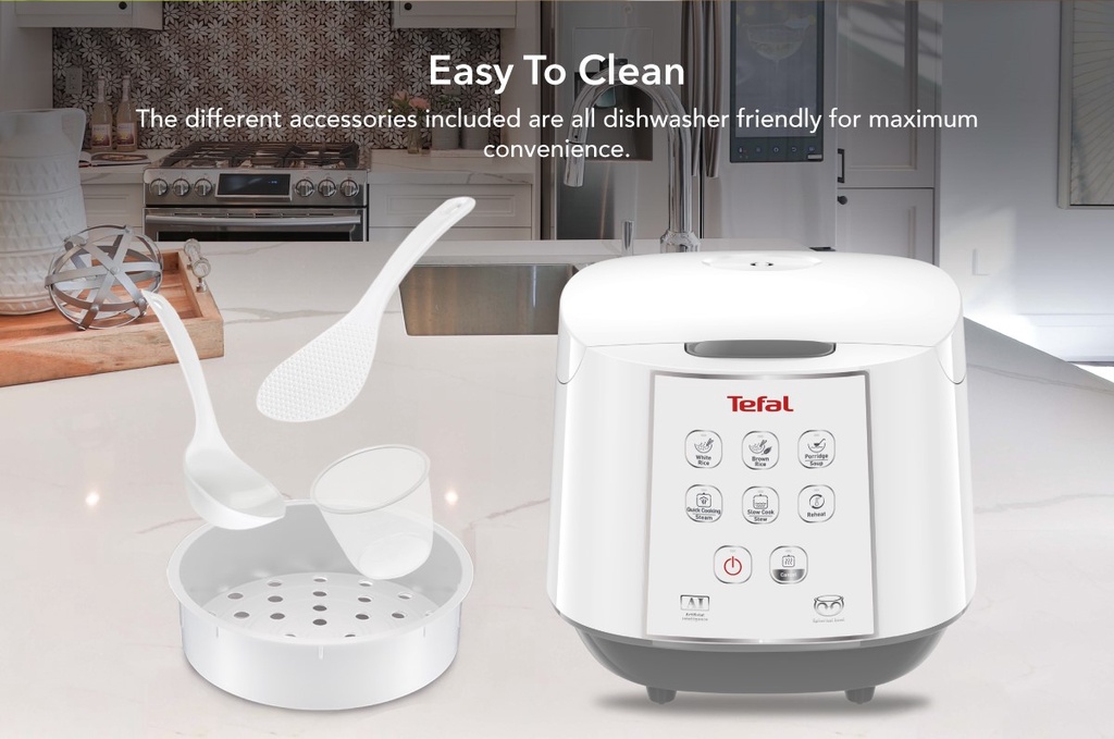 Tefal Easy Fuzzy Logic Rice Cooker 1.8L RK7321 – 8 Programmes, AI, 4 ...