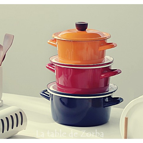 [Japan] EJIRY Enamelled Pot set 3Pcs Induction available Ejiry horo ...