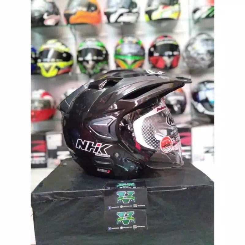 Nhk SOLID BLACK DOUBLE VISOR PREDATOR HELMET | Shopee Singapore