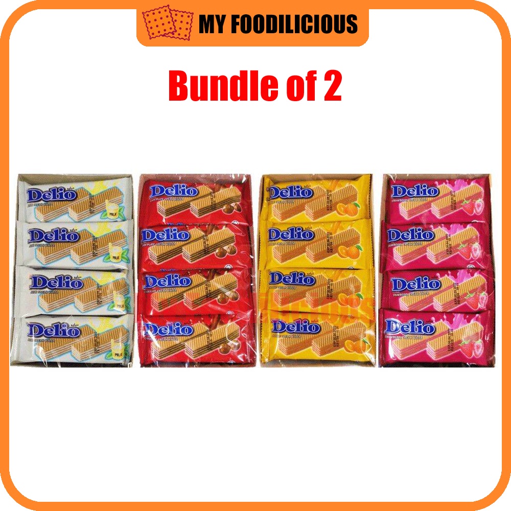 Delio Wafer Chocolate/ Milk/ Strawberry /Orange 16g x 24pcs | Shopee ...