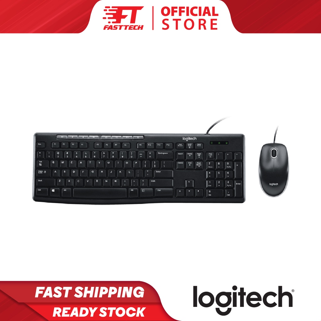 LOGITECH MK200 Corded Keyboard & Mouse Combo with Media Keys, Plug ...