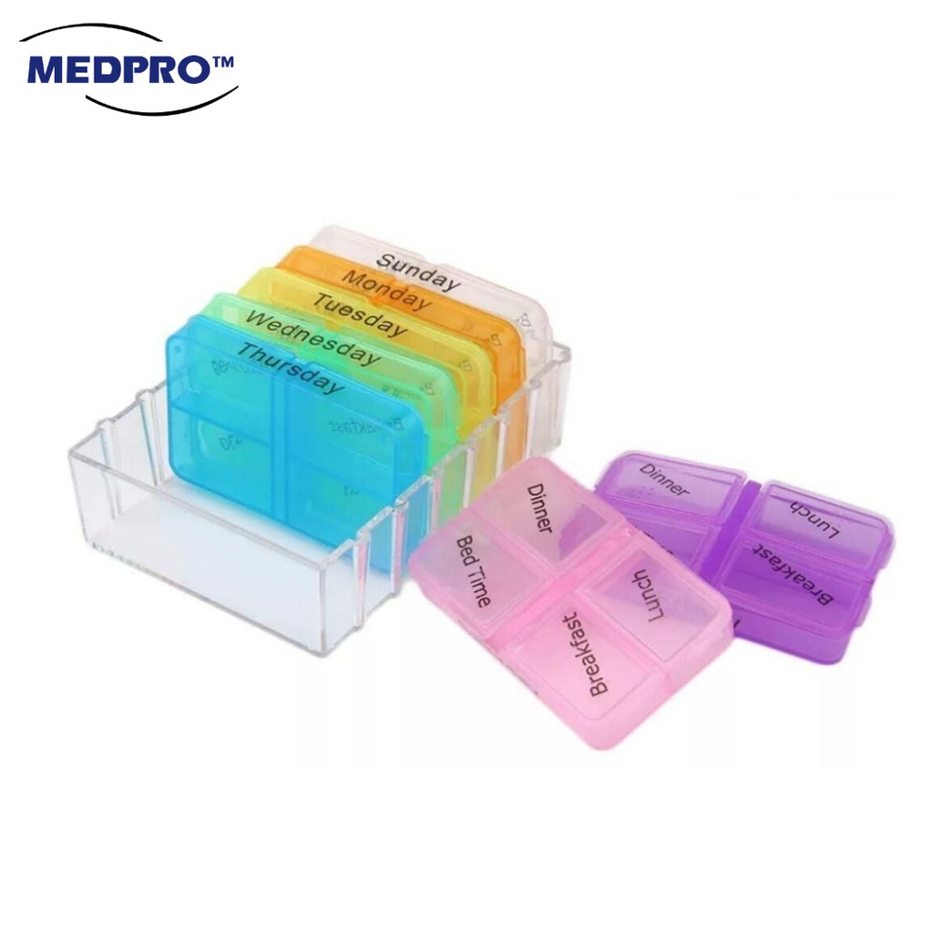 7 Days 4 Times Daily Medicine Storage Tablet Box with 28 compartments ...