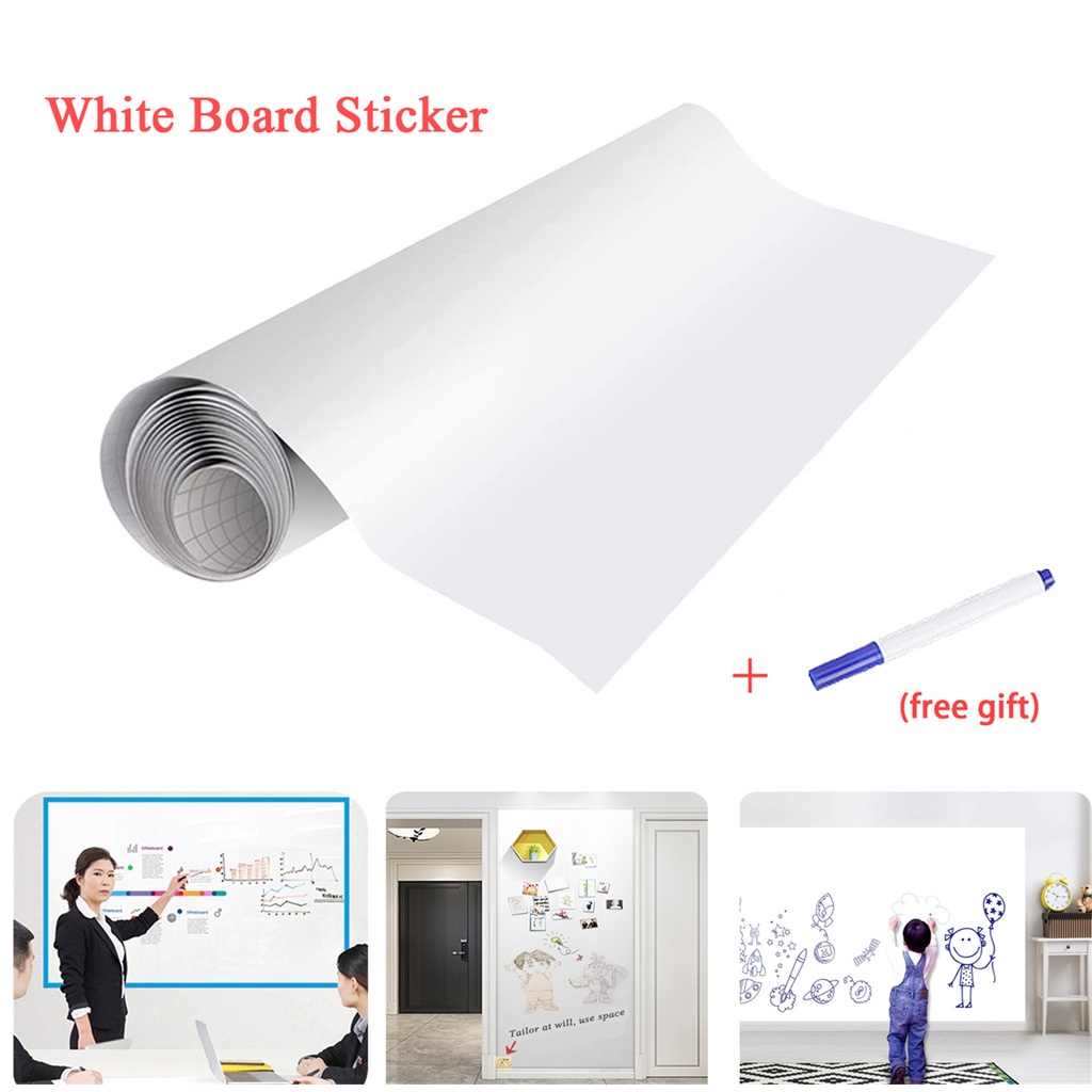 Self Adhesive White Board Paper - Large Whiteboard Wall Stickers Roll ...