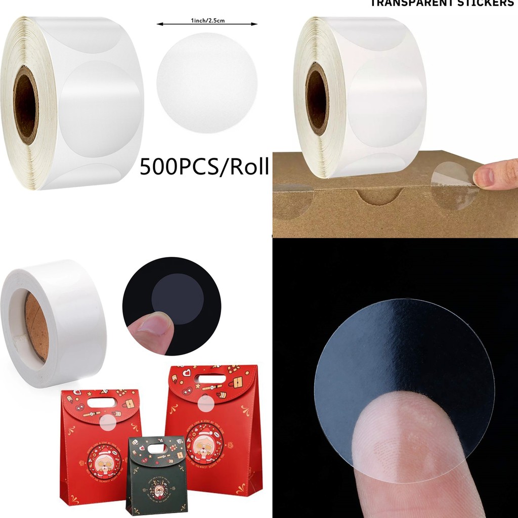 Sealing sticker 500 pcs a roll1inch Round Transparent stickers for seal ...