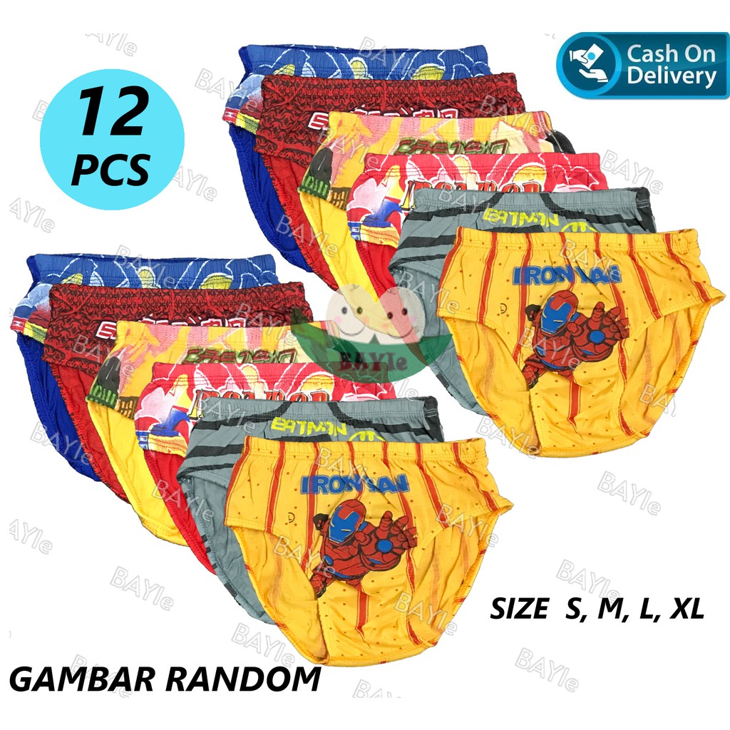 12pcs Boys Underwear/CD RANDOM HERO motif/Kid's Underwear/Boys S M L XL ...