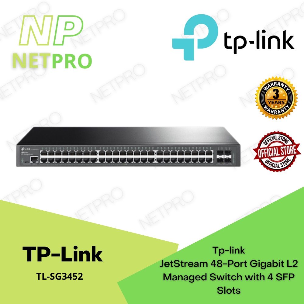 Tp-link TL-SG3452 JetStream 48-Port Gigabit L2 Managed Switch with 4 ...