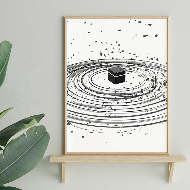 Kabah Illustration Abstract Print Islamic Wall Art Canvas Painting ...