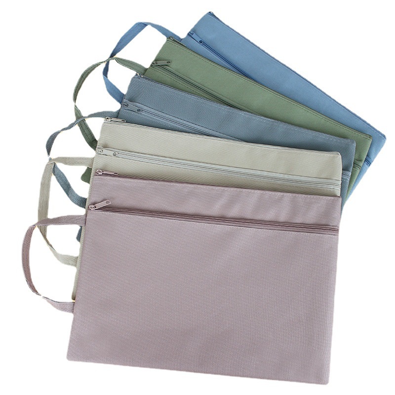 A4 File Folder Bag Oxford Waterproof Double Layers Zipper File Pouch ...