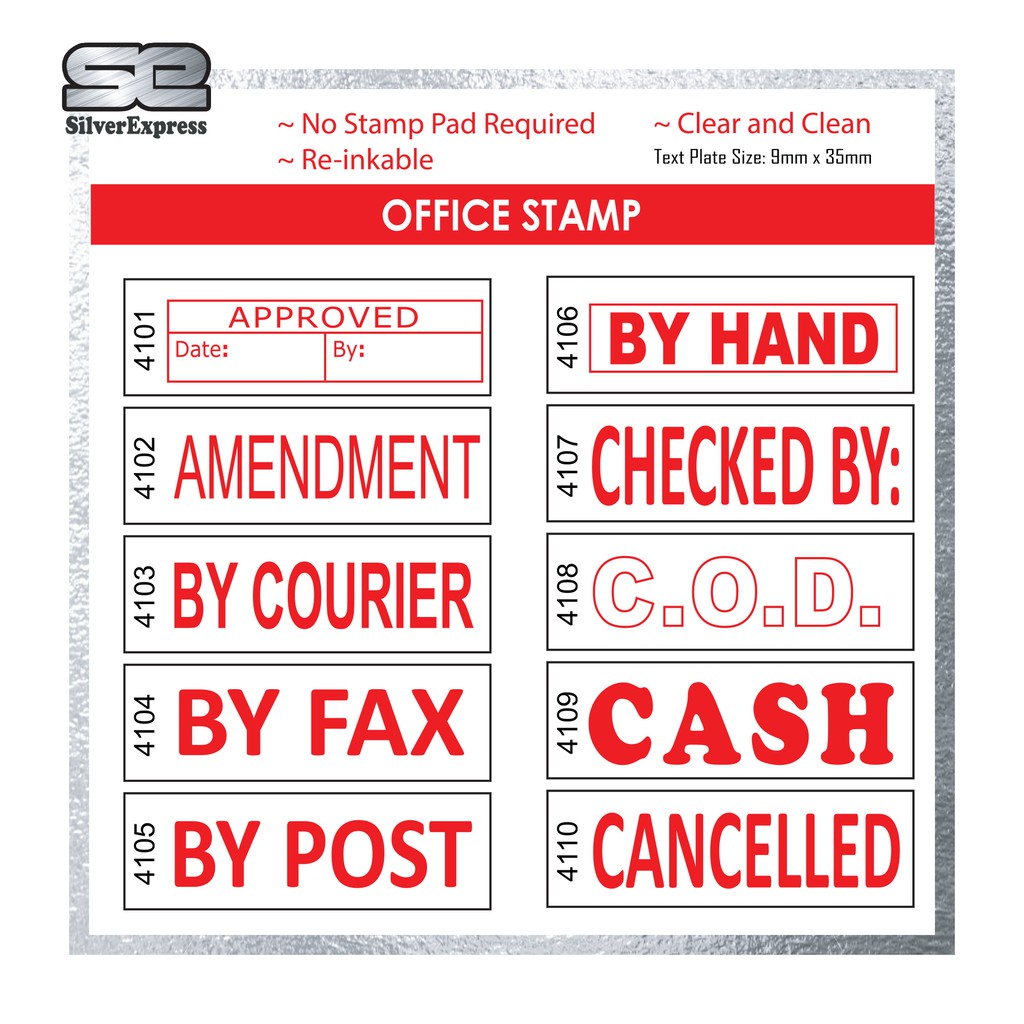 OFFICE STAMP / APPROVED / AMENDMENT / BY COURIER / BY FAX / BY POST ...