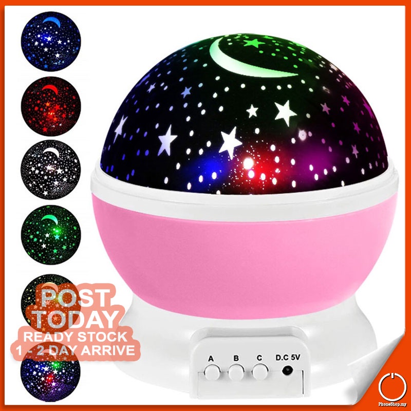 3 MODES Starry LED Projector Rotating Galaxy Dark Night Light Star Ball ...