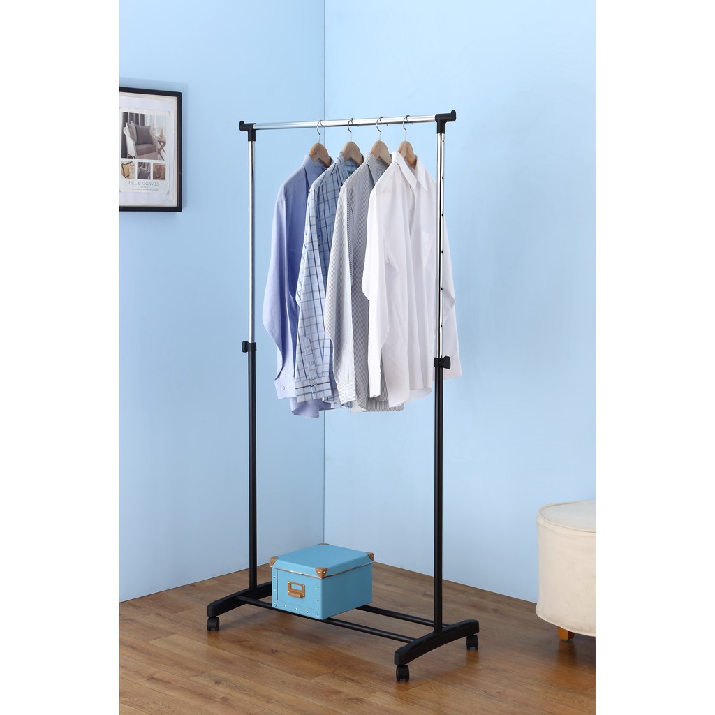 Happy Living Single Pole Garment Rack with Wheels / Height Adjustable ...