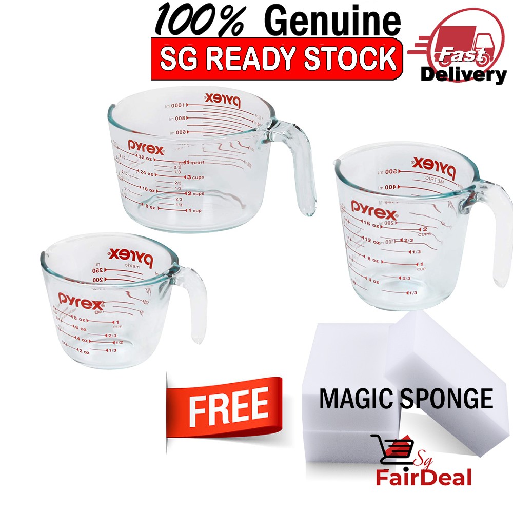 Pyrex 3-Piece Glass Measuring Cup Set, Clear | Shopee Singapore