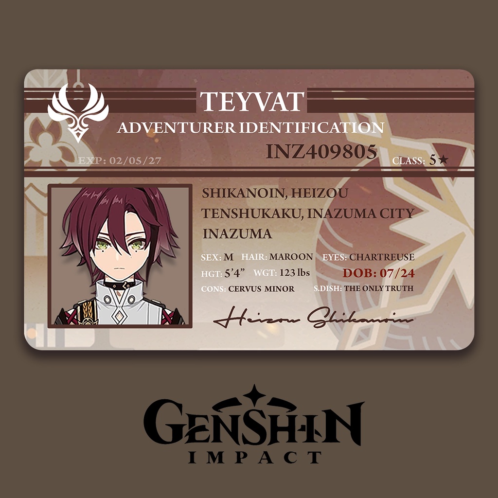 [ Inazuma Character Part 2 ] Genshin Impact Rounded Corner Card - ID ...