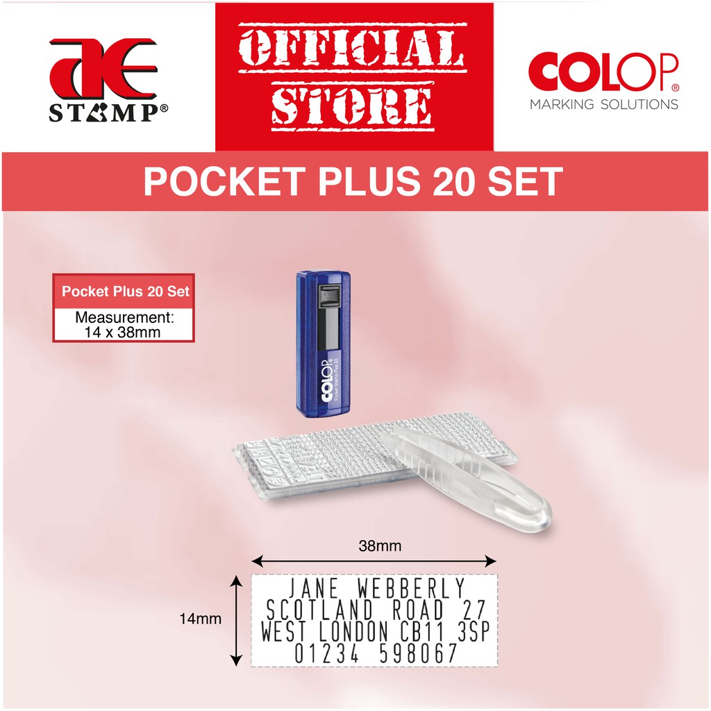 COLOP DIY Stamp - Pocket Stamp Plus 20 Set | Portable Rubber Stamp | Self Inking Stamp ...