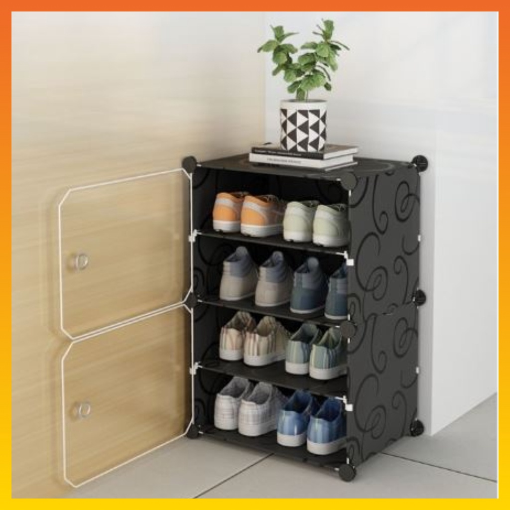 Plastic Shoe Rack 4-tier portable Shoe Rack 2-column 4-layer Thick ...