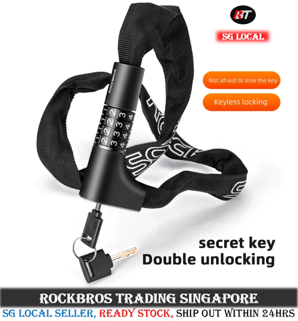 [SG] RockBros Lock bicycle chain lock with paint protection cloth 4 ...