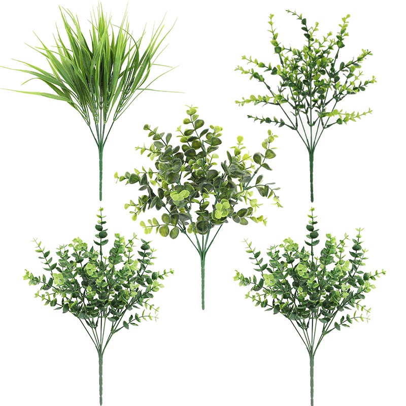 Artificial Boxwood Stems Faux Plants Shrubs, Fake UV Resistant Greenery ...