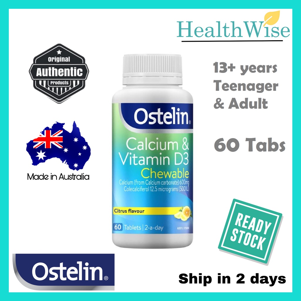 OSTELIN Calcium & Vitamin D3 Chewable 60tablets, calcium 600mg vitamin ...