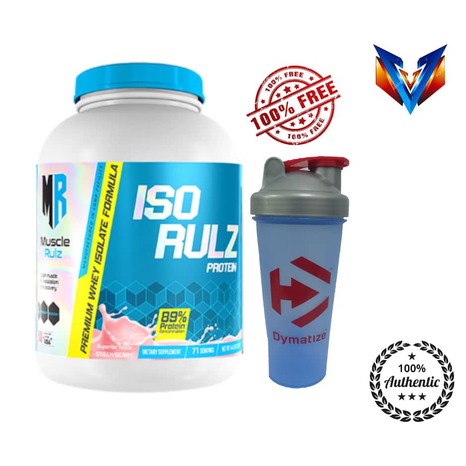 MUSCLE RULZ ISO RULZ (FREE SHAKER) 5LBS Hydrolyzed Protein Powder, 100% ...