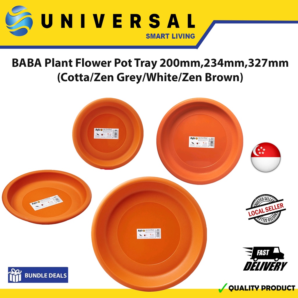 [SG SHOP SELLER] BABA Plant Flower Pot Tray 200mm,234mm,327mm (Cotta ...