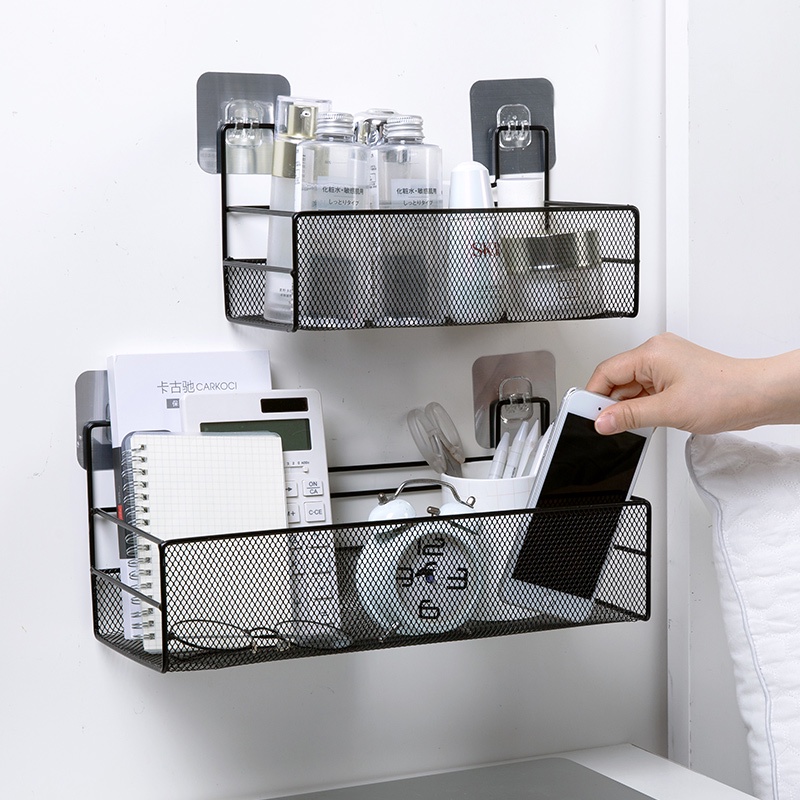 Iron Wall Hanging Storage Basket Punch-free Dormitory Storage box ...