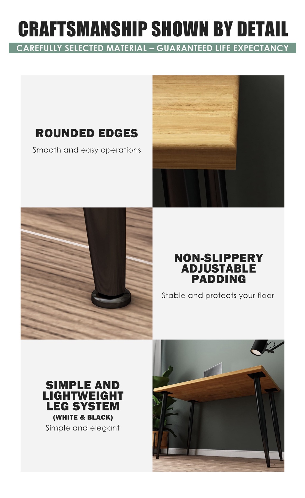 MYSEAT.sg CHASE Solid Wood Study Table customizable local handcrafted ...