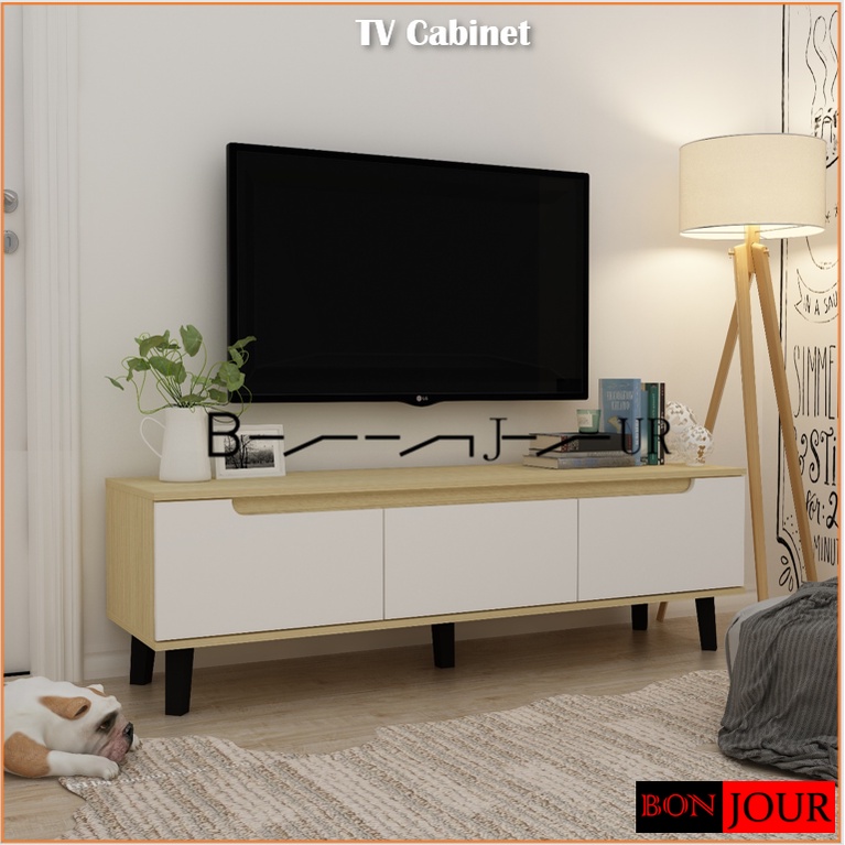 5Ft TV Cabinet / Rak TV / TV Console / TV Rack / OAK + White Color ...