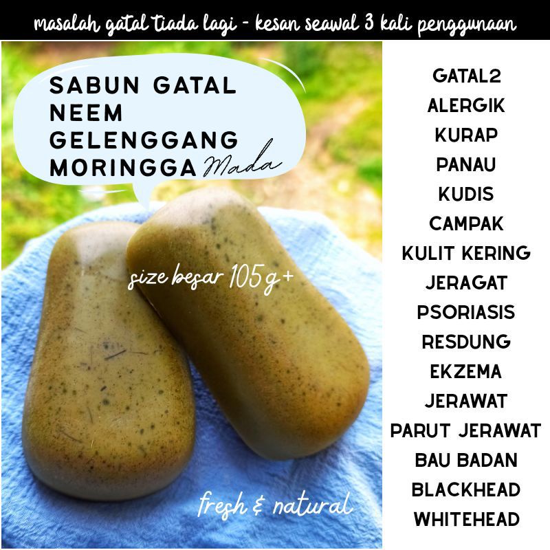105g Neem Soap large size / soap + groin + itchy moringue, eczema ...