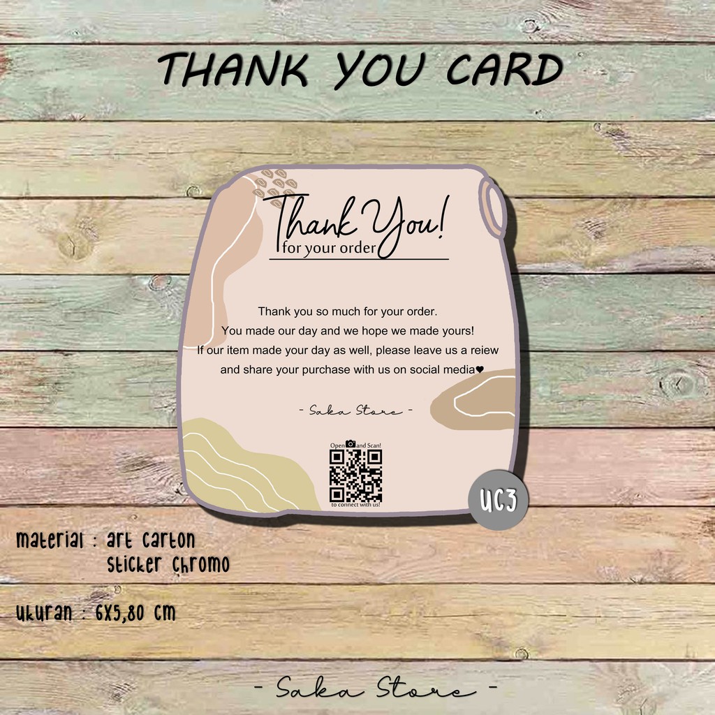 Thank you card / thank you card for online shop / thank you card custom ...