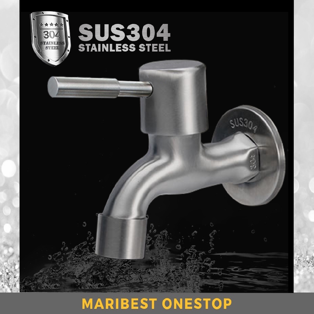 SUS304 Stainless Steel Wall Mounted Bib Tap Faucet for Kitchen Bathroom ...