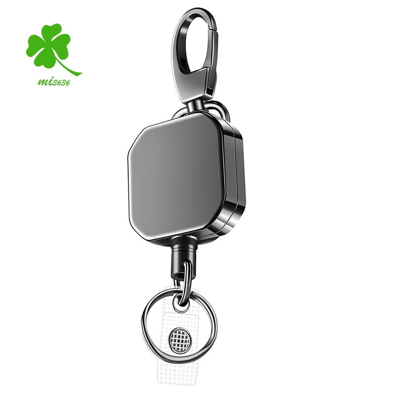 Heavy Duty Metal Retractable Carabiner Keychain Belt Badge Reels Clip ...