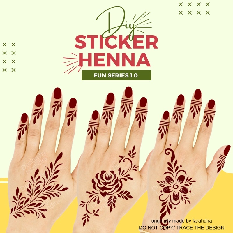 BORONG & RETAIL code 1-13:DIY STICKER HENNA/HENNA STENCIL/STICKER ...