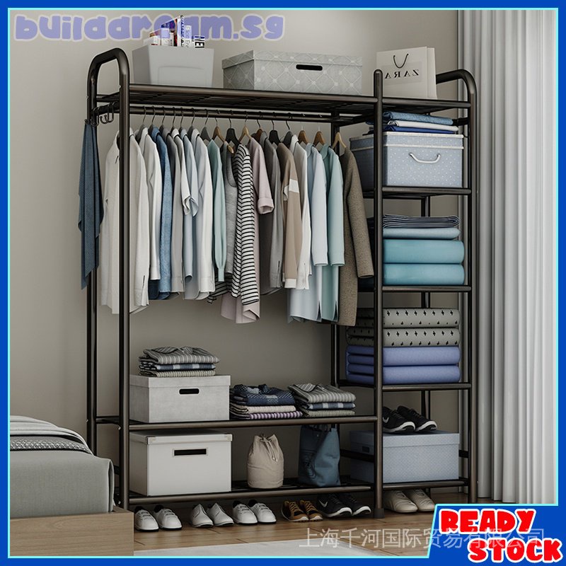 Movable Metal Clothes Drying Rack Simple Clothes Rack Wardrobe Type ...
