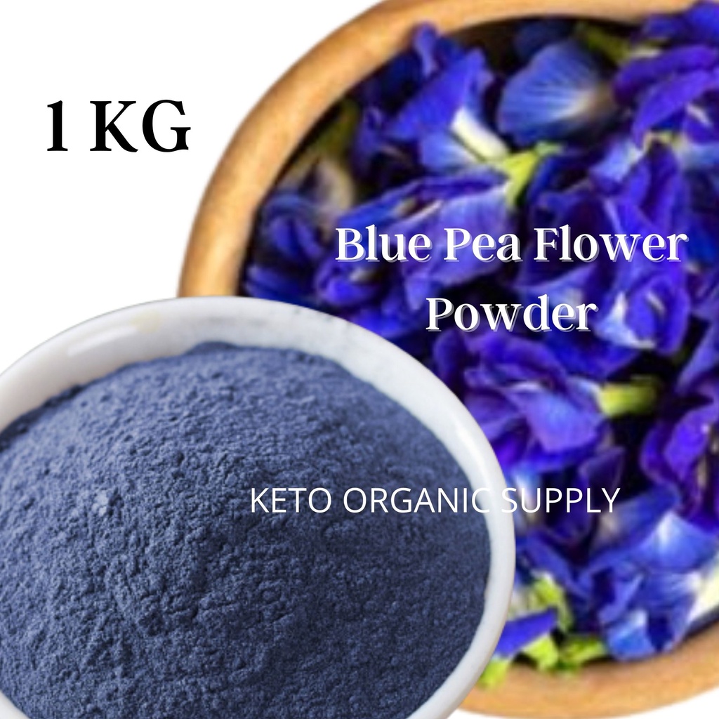 Blue pea flower powder 250g /1KG 蓝花粉 bunga telang serbuk 蝶豆花粉 Pure ...