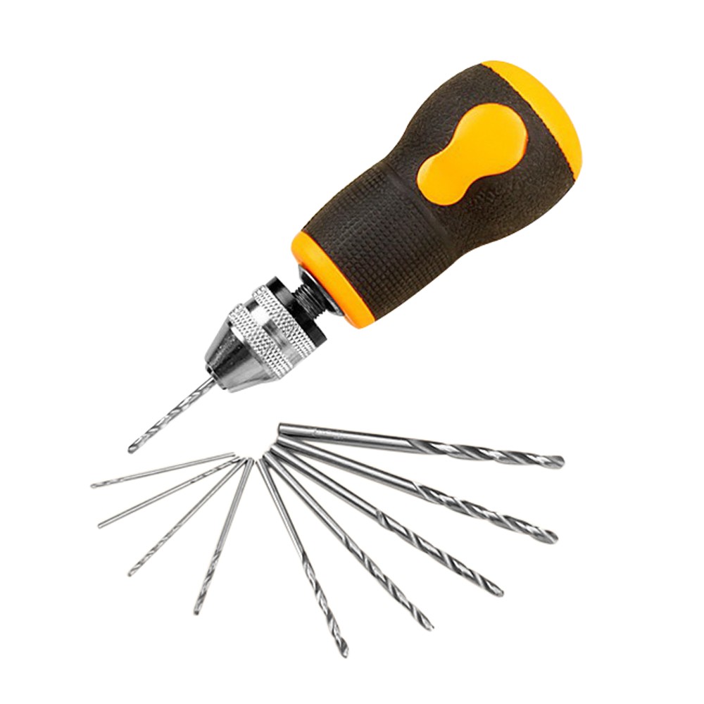 Mini Size Portable Small Hand Drill with 10pcs Twist Drill Bits Set ...