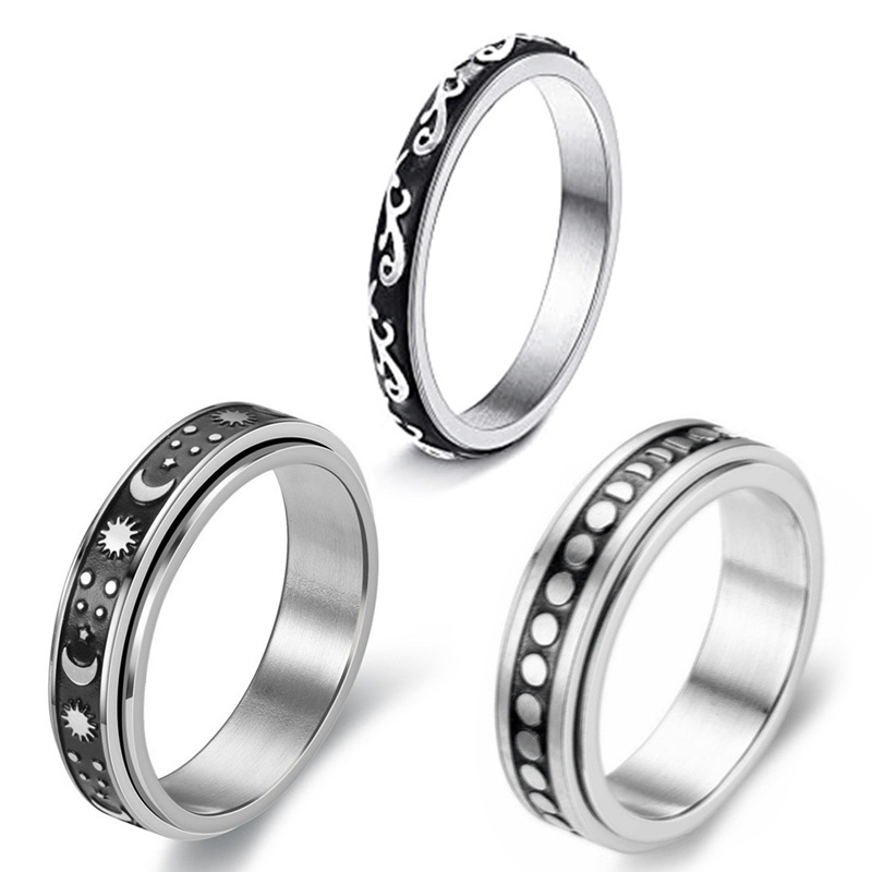 Anxiety Ring Figet Spinner Rings For Women Men Stainless Steel Rotate ...