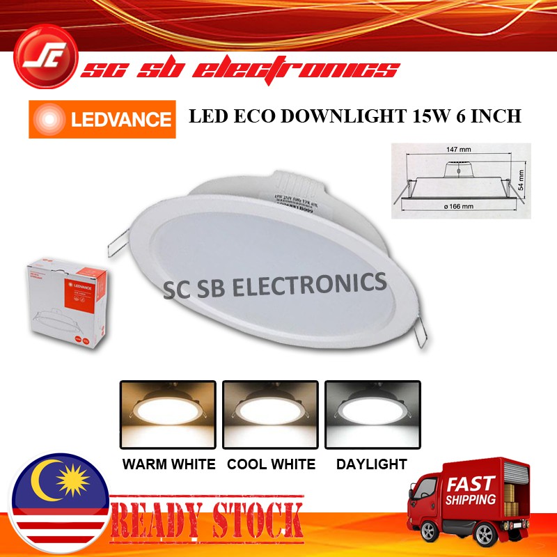 OSRAM LEDVANCE LED ECO DOWNLIGHT 15W / 6 INCH (WARM WHITE 3000K/COOL ...