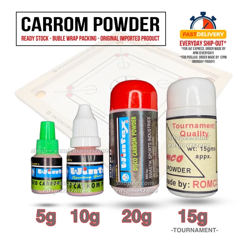 Wintex Disco Carrom Powder Single Pack Loose Bottle Serbuk Karom Bedak ...