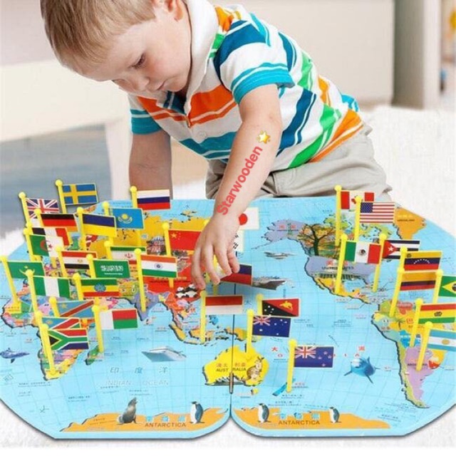 Map of the world national flag board World Map Puzzle with Flags ...