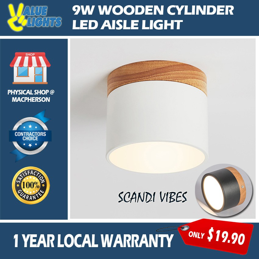 9W Wood Cylinder LED Aisle Light Entrance Walkway Light | Shopee Singapore