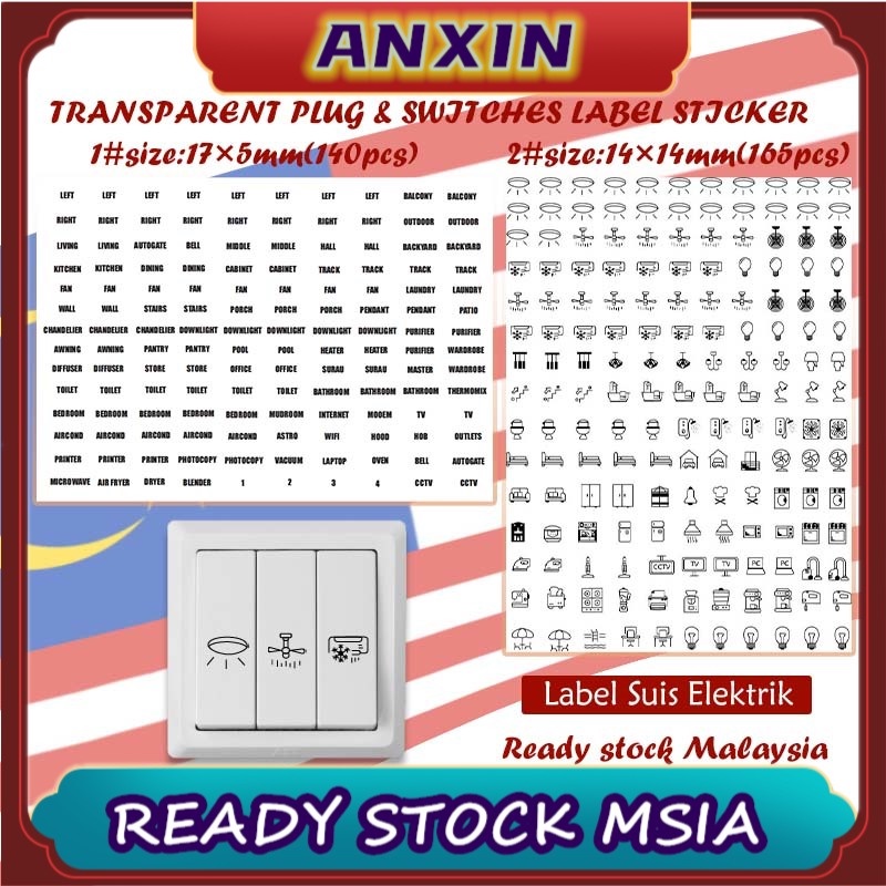 Sticker suis / sticker switch icon & wording 165 label icon +140 label ...