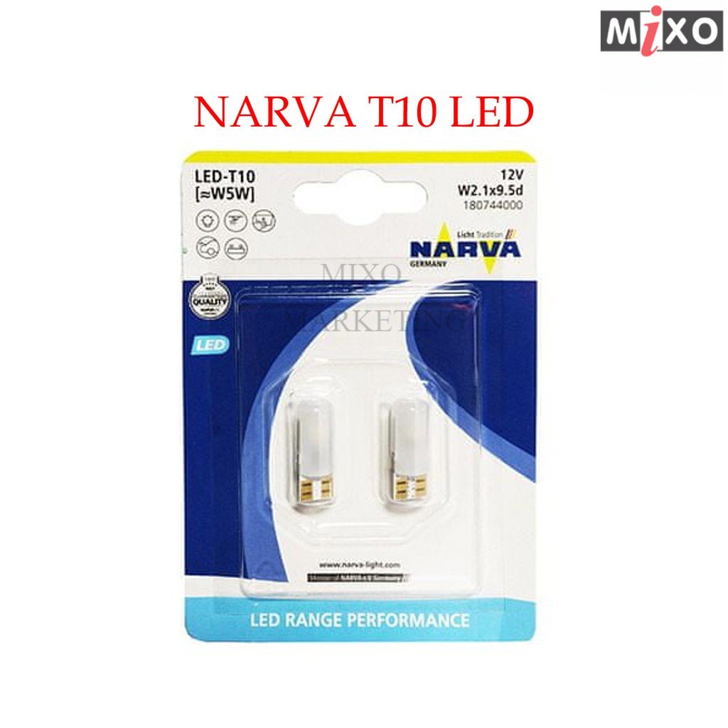 100% NARVA T10 4090 W5W 12V Range Performance LED Signaling Light Bulb (White) - 18074 (2pcs ...