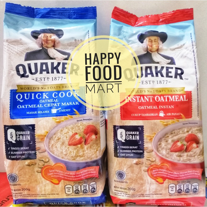 QUAKER INSTANT OATMEAL 200G/QUICK COOK OAT 200 GR/SEREAL OATS/MINUMAN ...