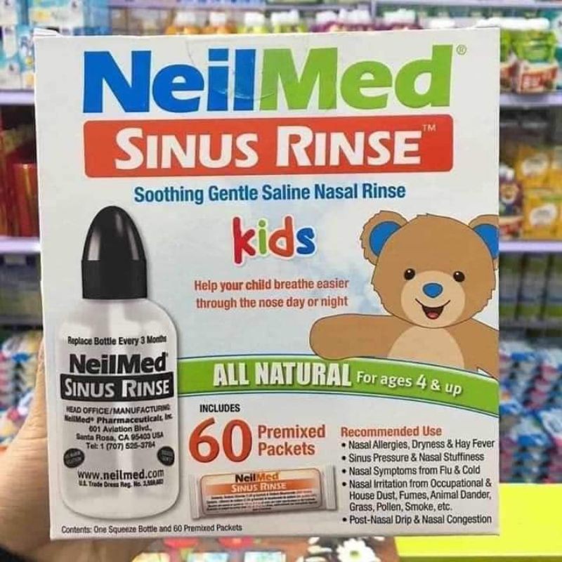 Neilmed Kid nasal wash bottle 120ml with 60 sachets of salt | Shopee ...