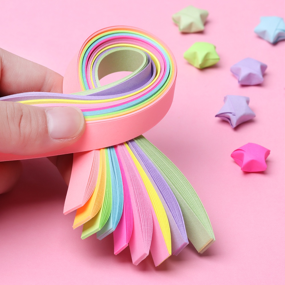 540pcs/pack Scented Fluorescent Color Lucky Star Paper Strips Origami ...