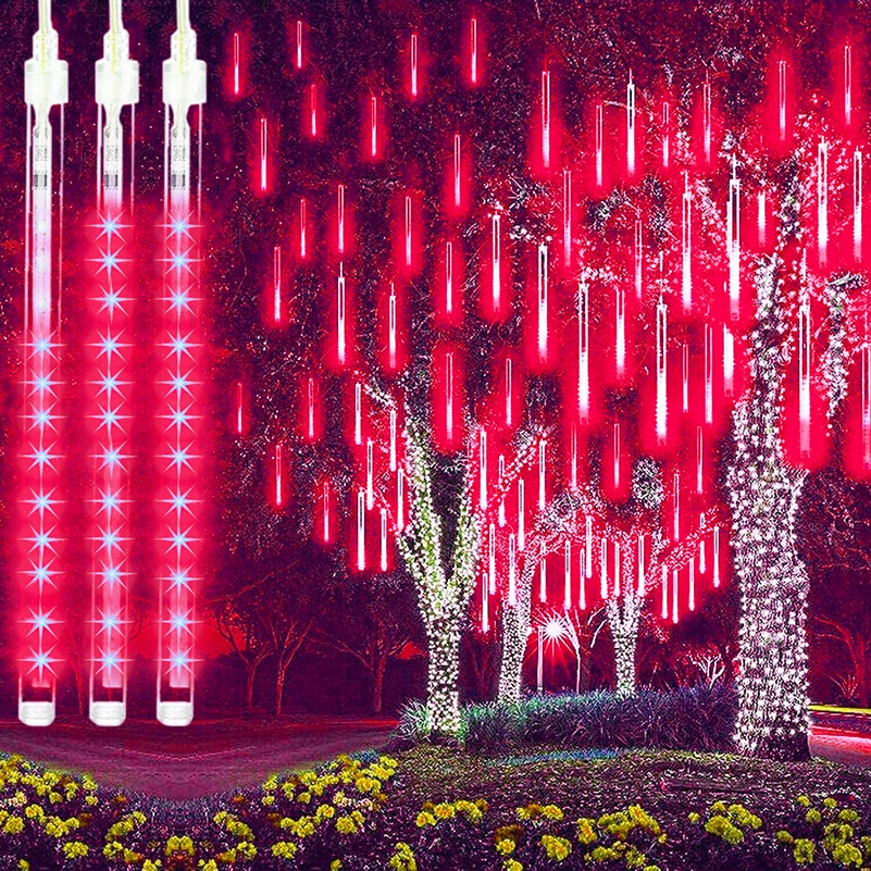 COD 3.5M LED Meteor Shower Rain Lights for Outdoor Garden Tree HCurtains Christmas Party Raya Decor Shopee Singapore