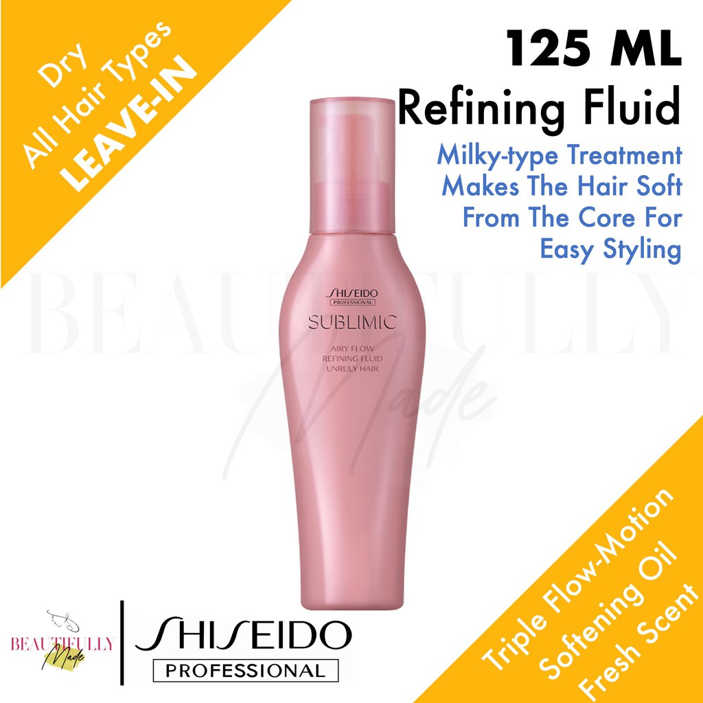 Shiseido Professional Sublimic Airy Flow for Unruly Hair - Shampoo Treatment Mask Refining Fluid ...