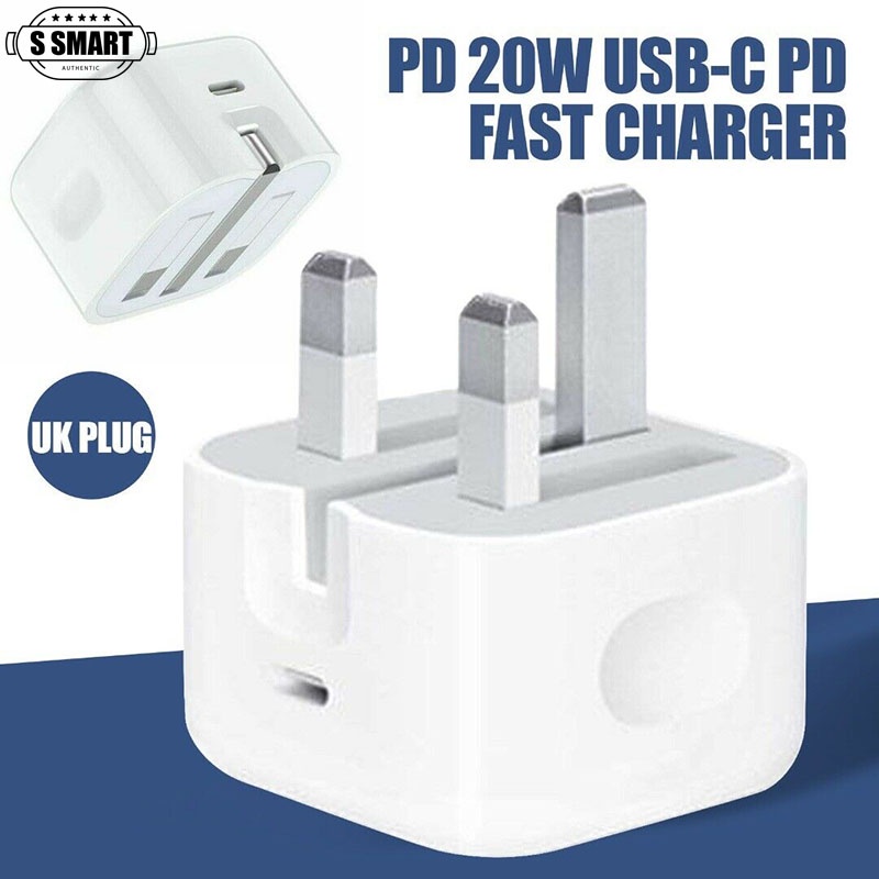 【UK/SG Plug】PD 20W Fast Charger USB-C to Lightig Charging Cable Adapter ...